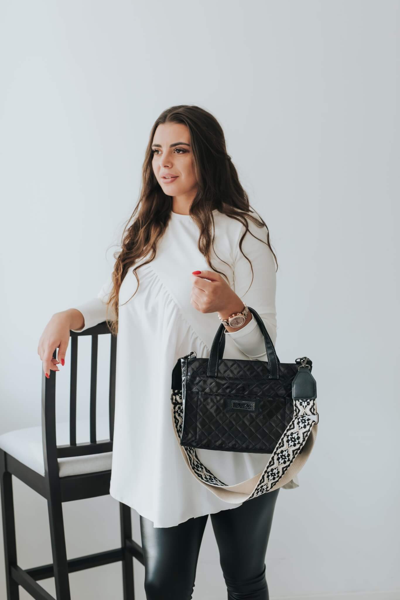 ASIMETRIČNA tunika - beli saten - MiniBini